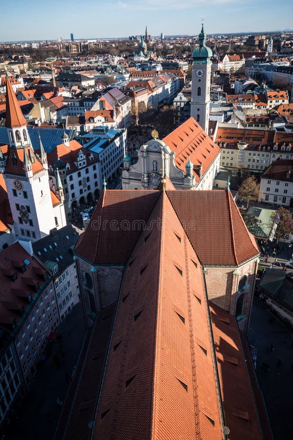Birdseye View Munich, Germany Stock Image - Image of sunny, church ...