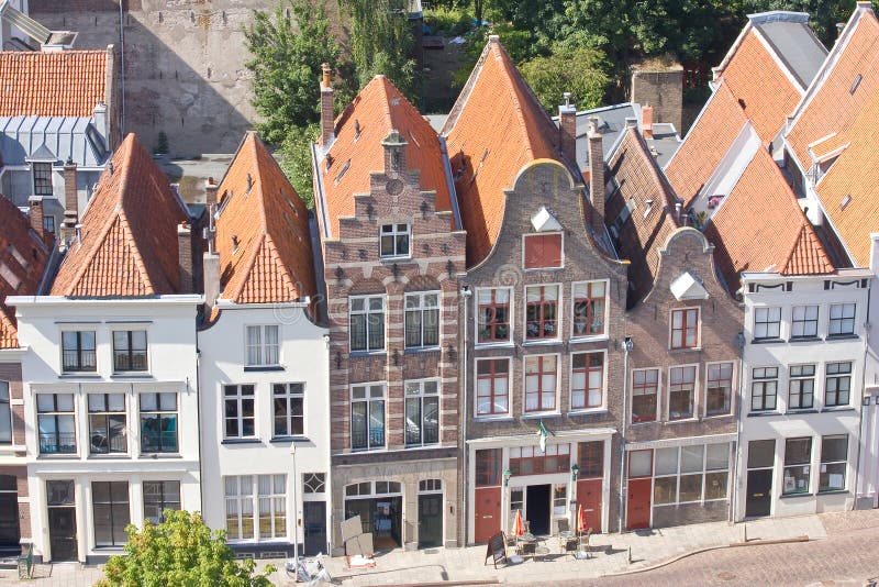 Birdseye View at Old Dutch Canalside Houses Stock Photo - Image of ...