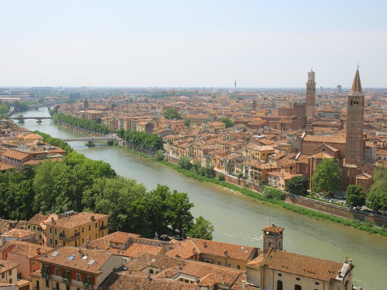 Birdview of Verona, Italy stock image. Image of italy - 5430977