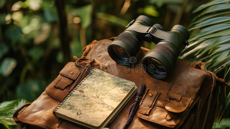 A Birdwatching Kit with Binoculars, a Field Guide, and a Notebook Stock ...
