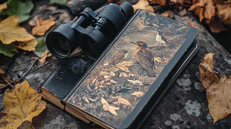 A Birdwatching Kit with Binoculars, a Field Guide, and a Notebook Stock ...
