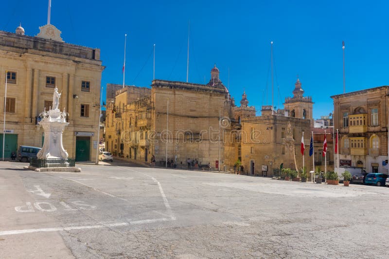 Birgu, Malta, 22 May 2022: Street in the Old Town of Birgu, One of the ...