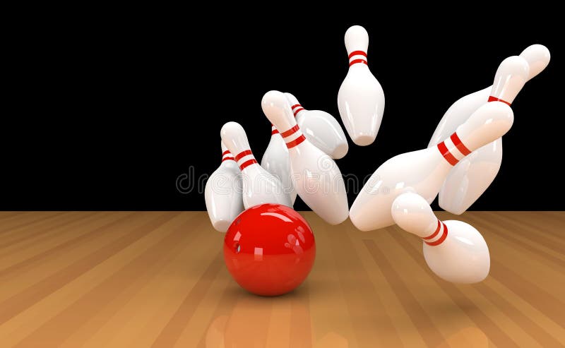 Birilli Con Palla Da Bowling Rossa Illustrazione di Stock ...