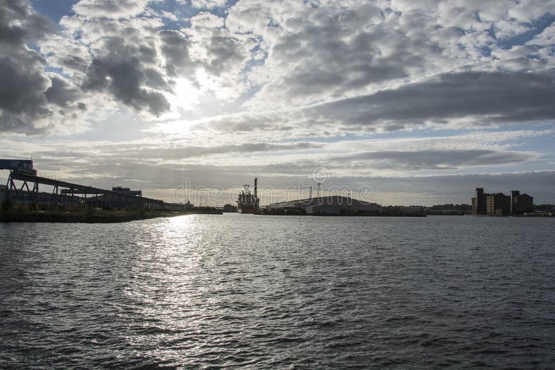 Birkenhead East Float Dock with the RV Sarsia Wrecksunset Stock Image ...