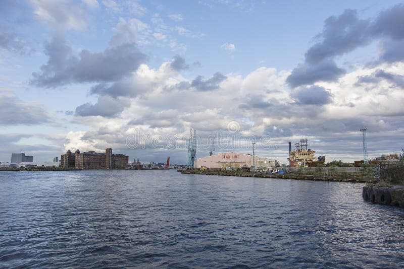 Birkenhead East Float Dock with the RV Sarsia Wrecksunset Stock Image ...