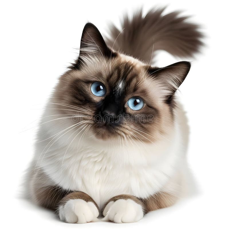 Elegant Attention: Birman Cat S Captivating Blue Eyes Stock ...