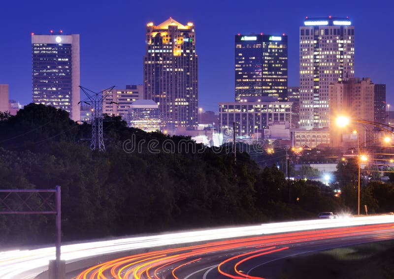 Birmingham, Alabama Skyline Stock Image - Image of scene, nighttime ...