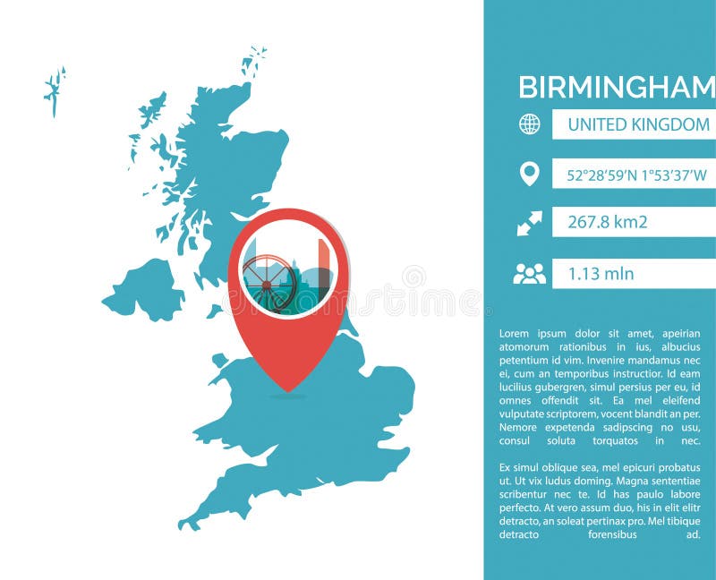 Birmingham Map Infographic Vector Isolated Illustration Stock Vector ...