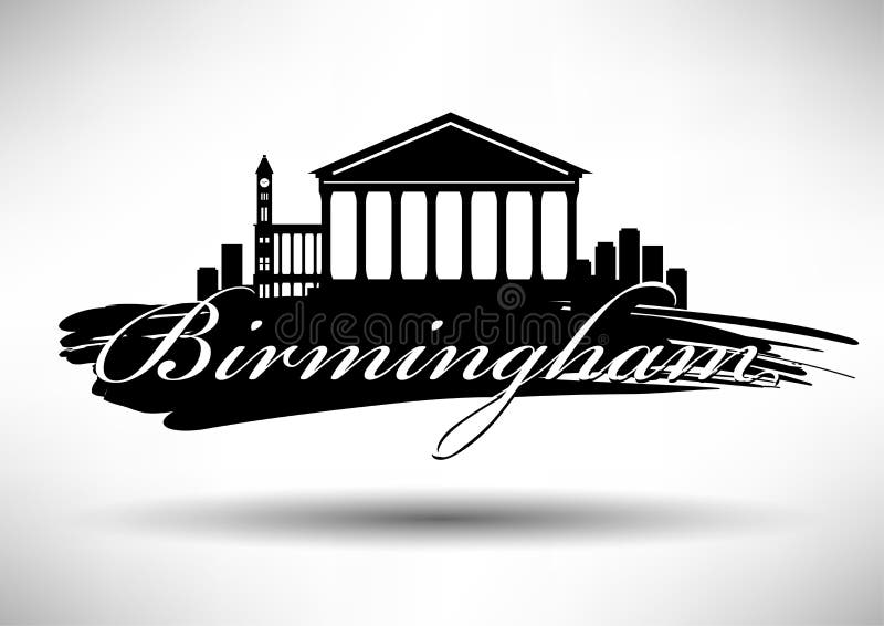 Birmingham Skyline with Typography Design Stock Vector - Illustration ...