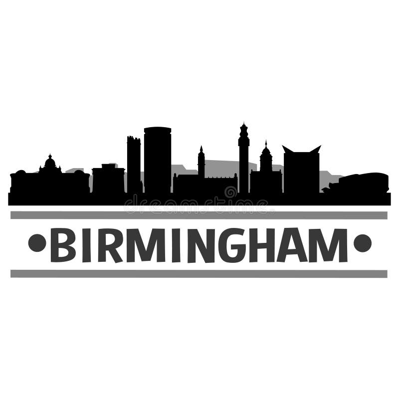Birmingham Symbolsvektor Art Design Skyline Vektor Illustrationer ...