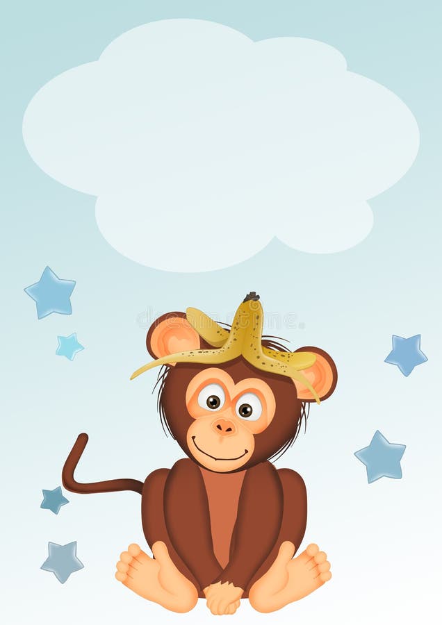 Birth Announcement Card for Baby Boy with Monkey Stock Illustration ...