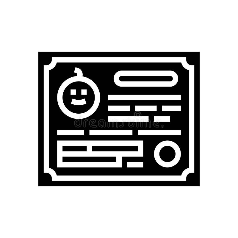 Birth Certificate Glyph Icon Vector Illustration Stock Vector ...