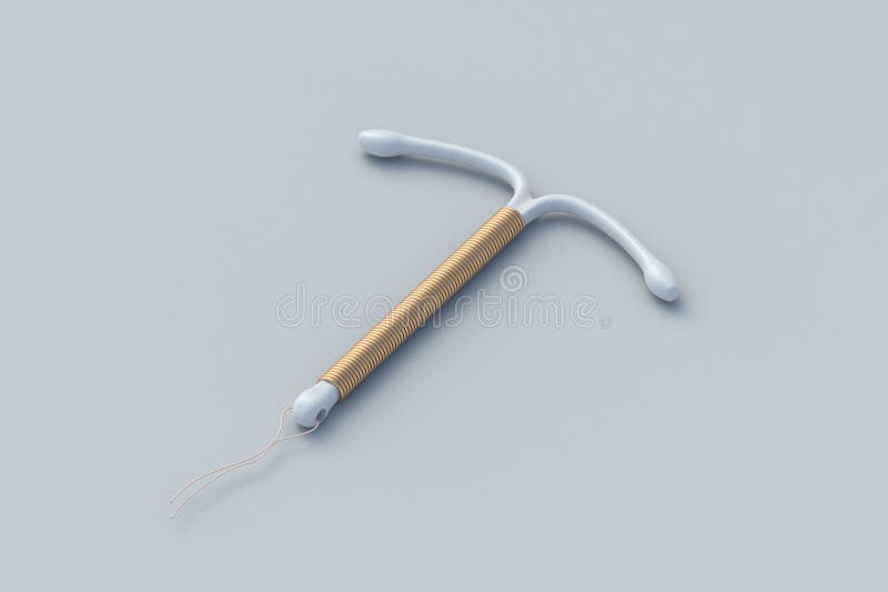Birth Control Device On Gray Background T Shape Female Contraceptive