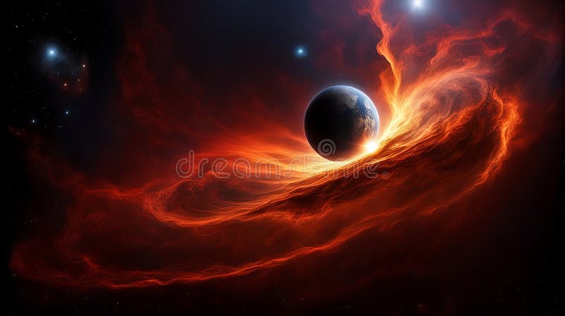 Birth of Planet within a Swirling Nebula Stock Illustration ...