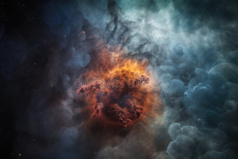 The Birth of a Star, with Its Surrounding Nebulosity and Dust Clouds ...