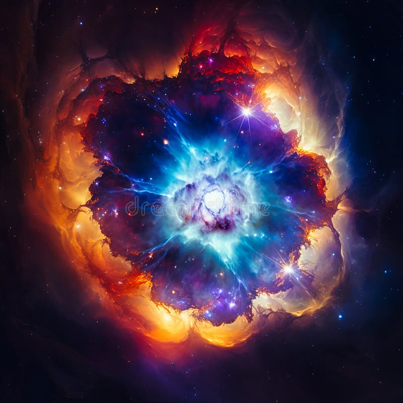 The Birth of a Star in Space during a Nebula Explosion, Generative AI ...