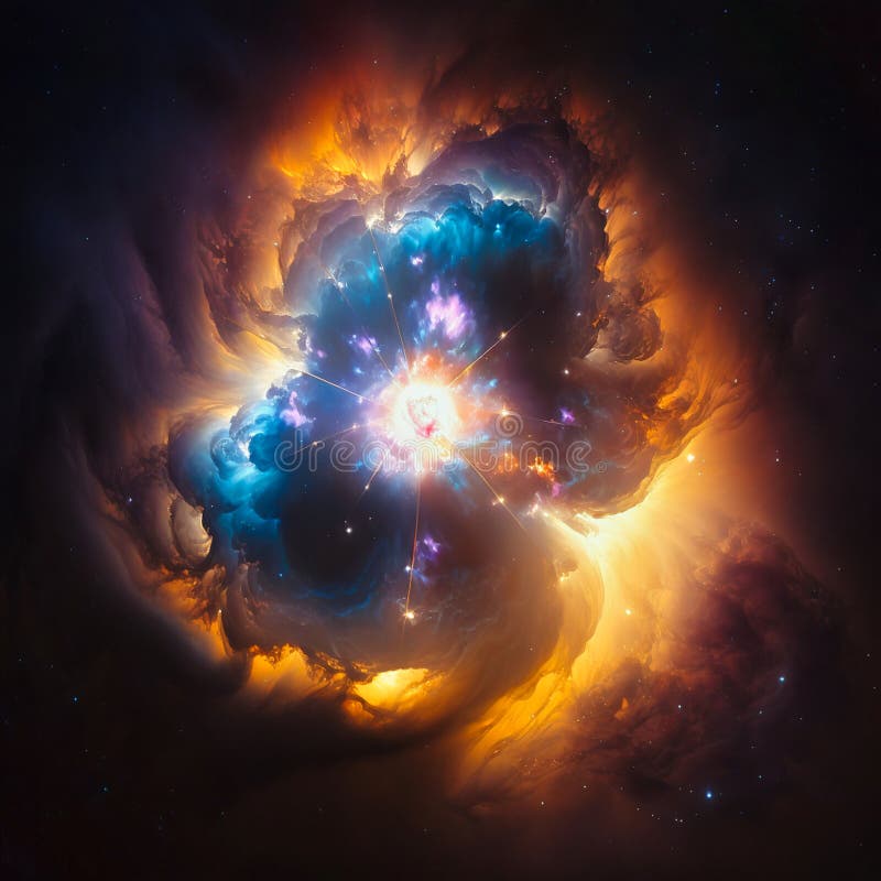 The Birth of a Star in Space during a Nebula Explosion, Generative AI ...