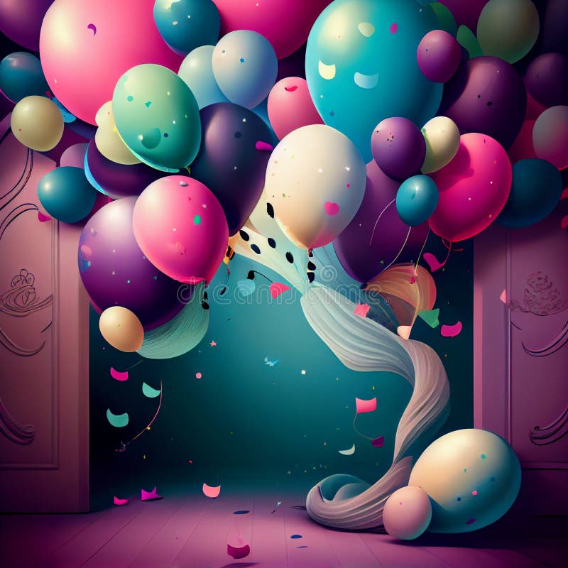 Birthday Backdrop Wallpaper Stock Illustration - Illustration of people ...