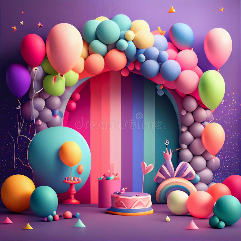Birthday Backdrop Wallpaper Stock Illustration - Illustration of people ...