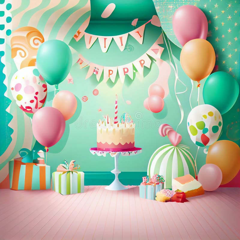 Birthday Backdrop Wallpaper Stock Illustration - Illustration of people ...