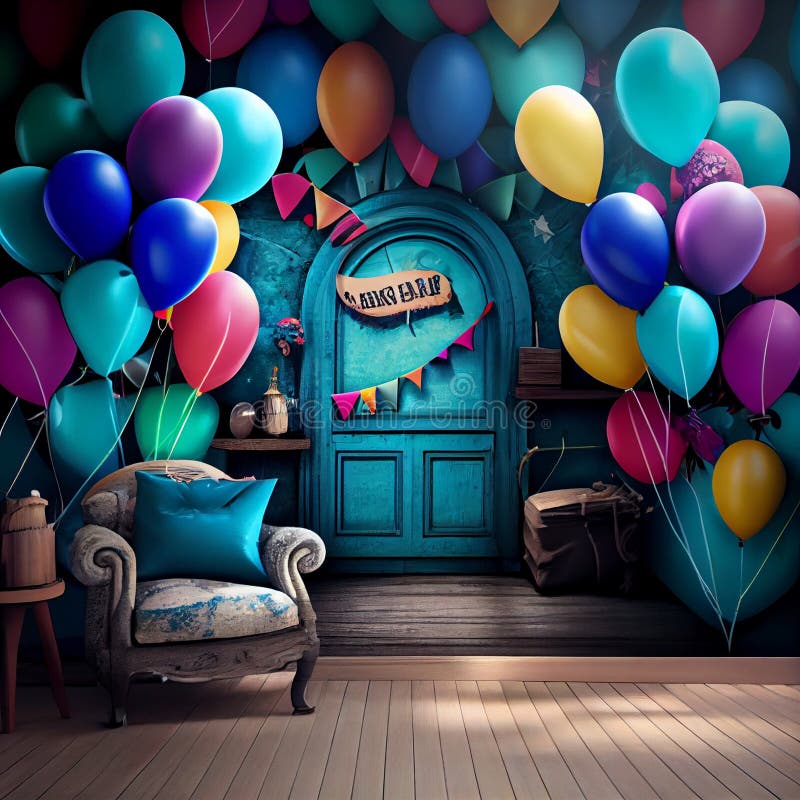 Birthday Backdrop Wallpaper Stock Illustration - Illustration of people ...