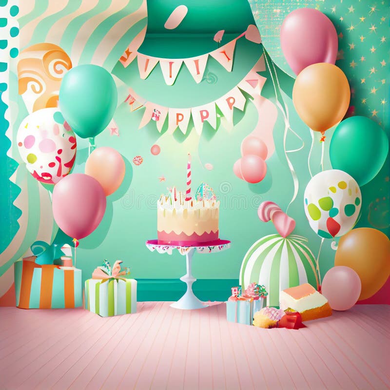 Birthday Backdrop Wallpaper Stock Illustration - Illustration of vector ...