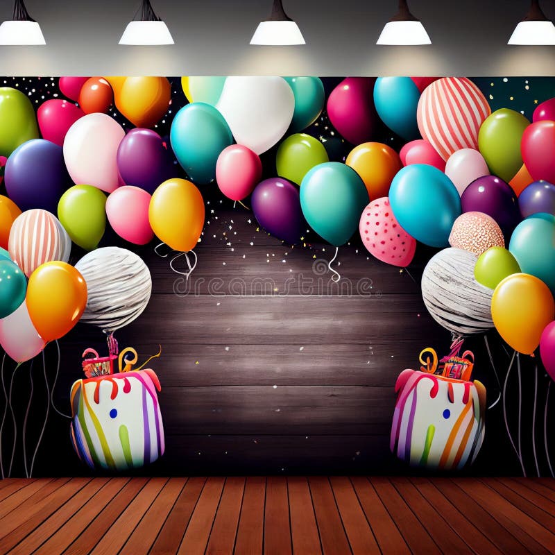 Birthday Backdrop Wallpaper Stock Illustration - Illustration of people ...