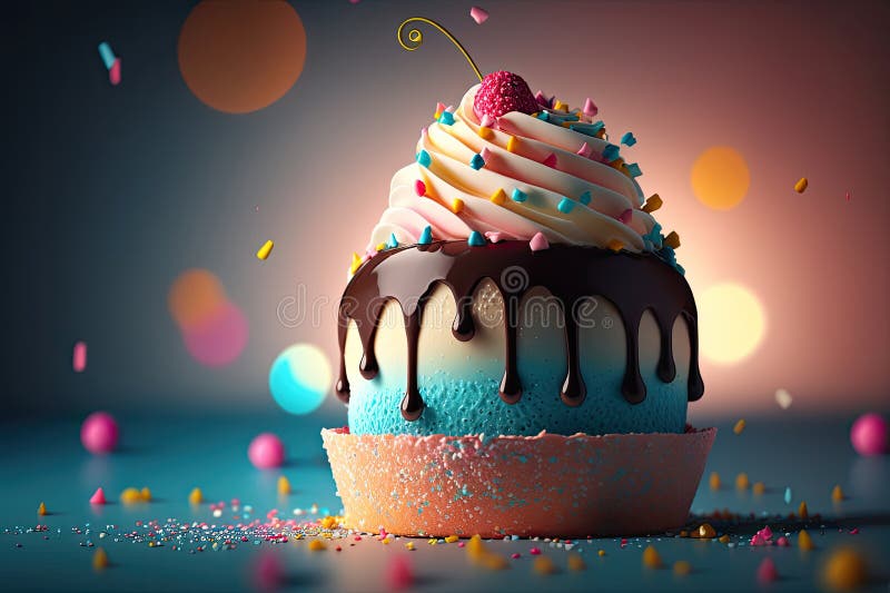 Birthday Background with Cake. Illustration Generative AI Stock ...