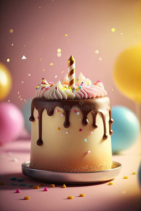 Birthday Background with Cake. Illustration Generative AI Stock ...