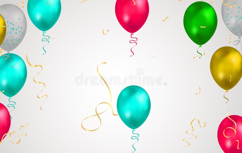 Birthday Background with Colorful Balloons and Confetti. Vector ... Birthday Background with Colorful Balloons and Confetti. Vector ...