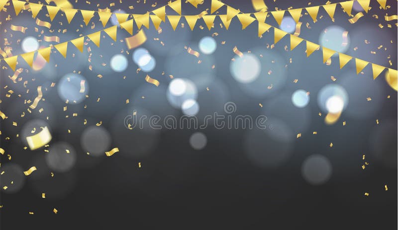 Birthday Background Confetti and Party, Club Design with Elements,Happy ...