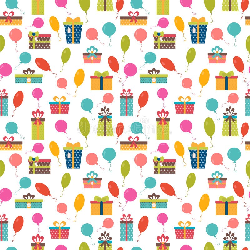 Birthday Seamless Pattern. Hand Drawn Illustration Stock Vector ...