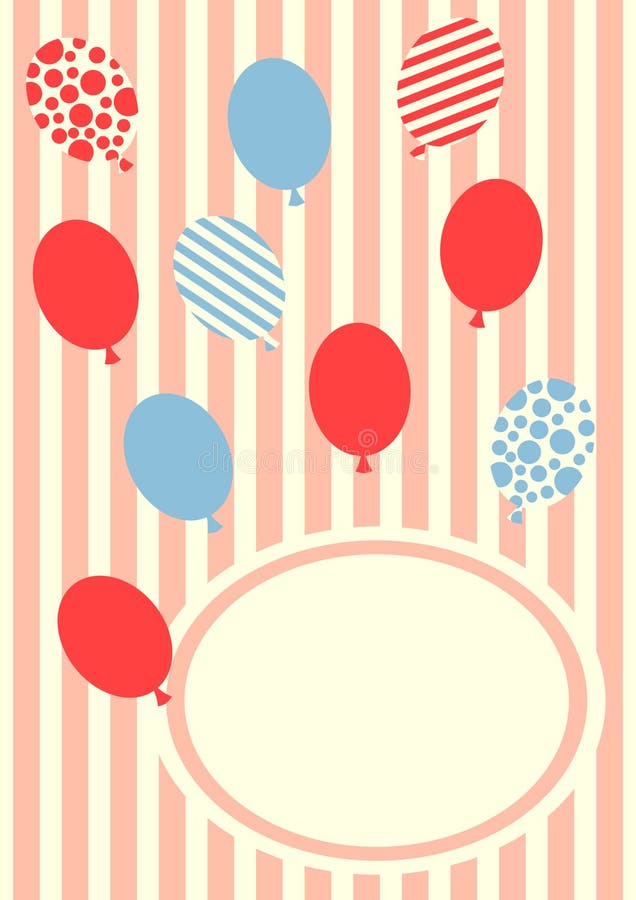 Birthday Balloons Invitation Card Stock Illustration - Illustration of ...