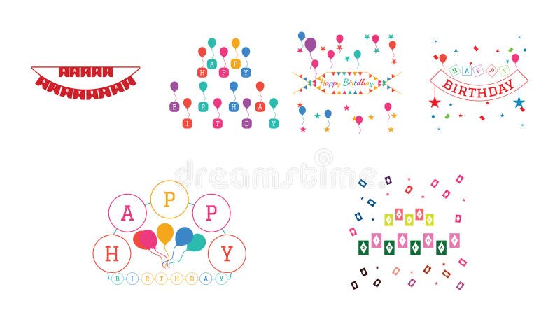 Birthday Banner Vector Collection. Stock Vector - Illustration of party ...
