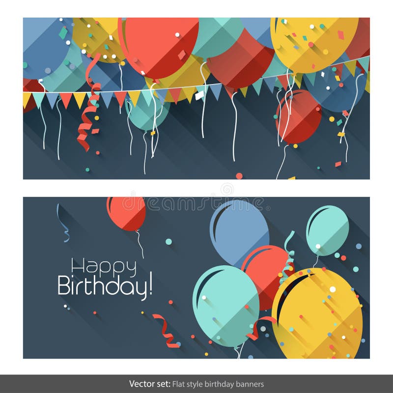 Birthday banners stock vector. Illustration of balloons - 43245158