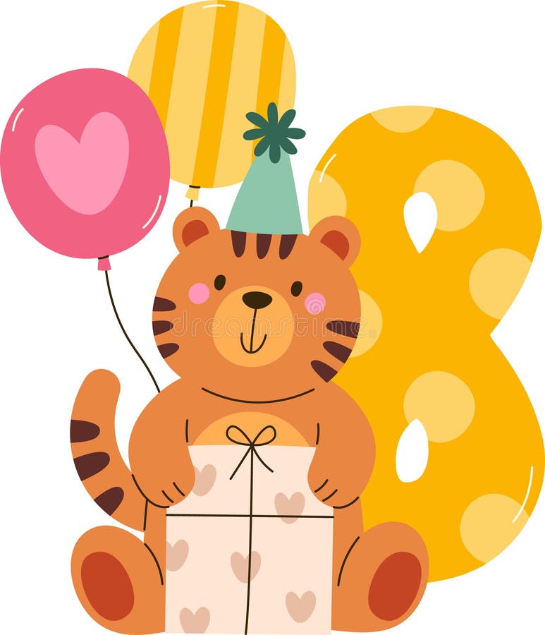 8 Birthday Bear Number stock vector. Illustration of template - 301011004