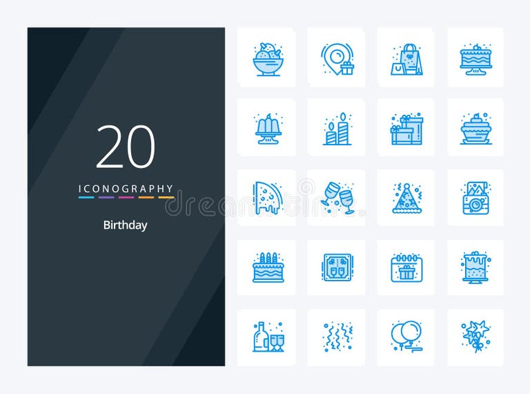 20 Birthday Blue Color Icon for Presentation Stock Vector ...