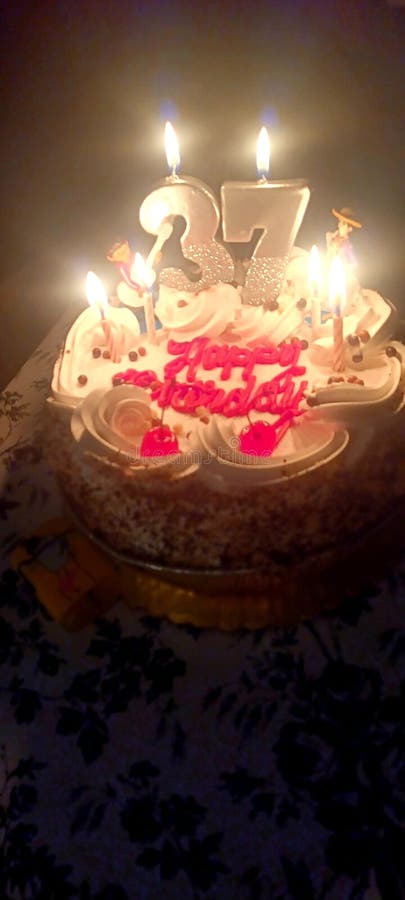 Birthday cake 37 stock photo. Image of cake, candles - 273922782