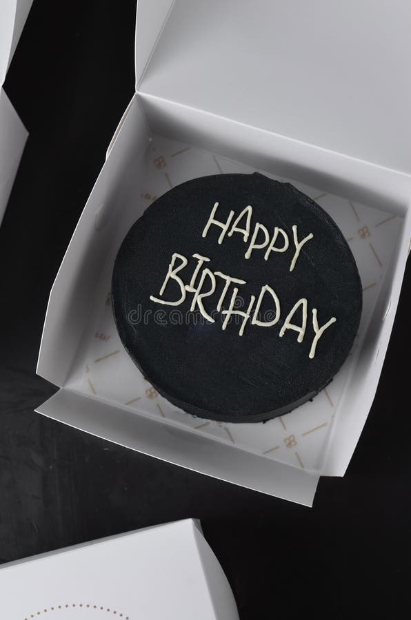 Birthday Cake, Black and White Bento Cake, Minimalistic Design Stock ...