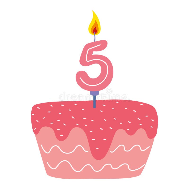 Birthday Cake Candle Number Five Stock Vector - Illustration of ...