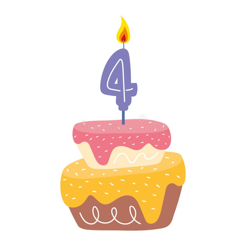 Birthday Cake Candle Number Four Stock Vector - Illustration of cartoon, event: 352383541