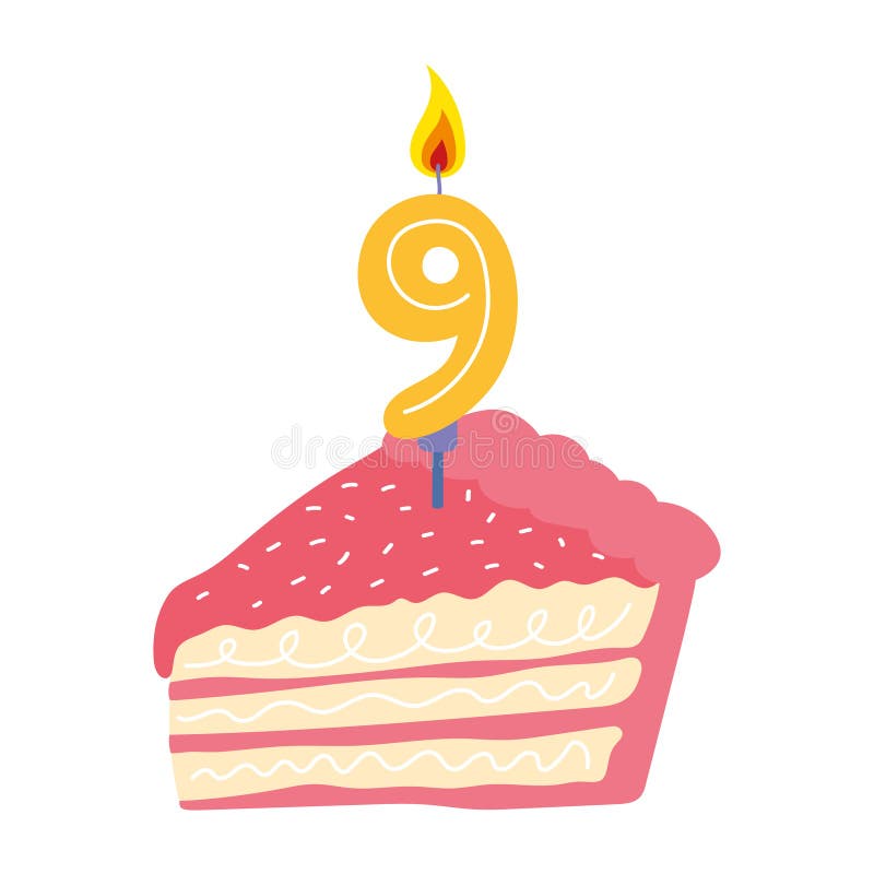 Birthday Cake Candle Number Nine Stock Illustration - Illustration of ...