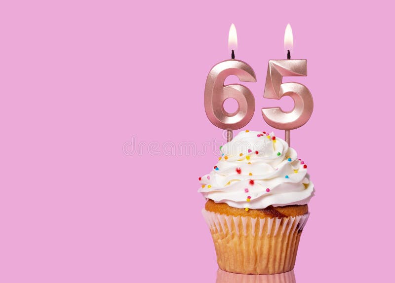 Birthday Cake with Candle Number 65 Stock Image - Image of sparkling ...