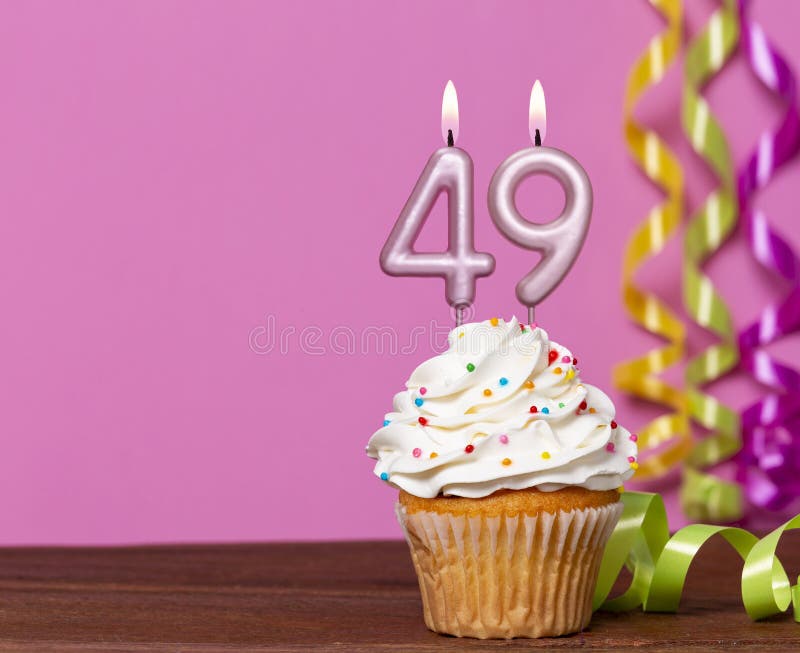 Birthday Cake with Candle Number 49 Stock Photo - Image of ...