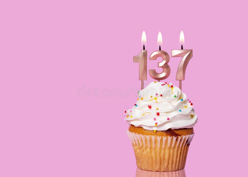 Birthday Cake with Candle Number 137 Stock Photo - Image of birthday ...