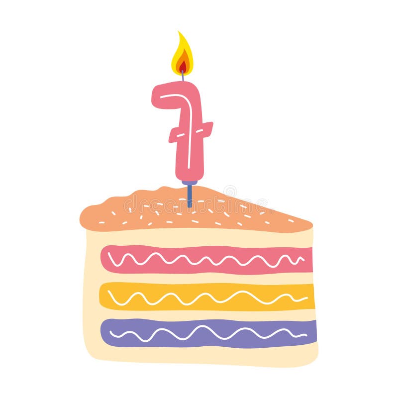 Birthday Cake Candle Number Seven Stock Vector - Illustration of candle ...