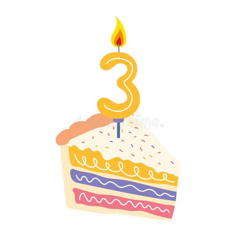 Birthday Cake Candle Number Three Stock Illustration - Illustration of ...