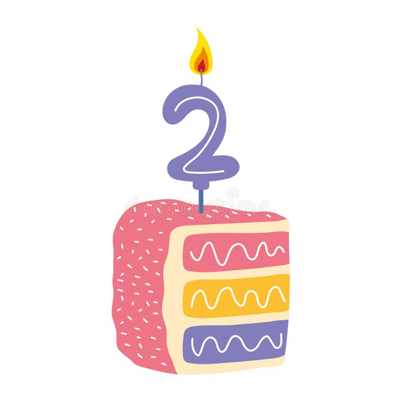 Birthday Cake Candle Number Two Stock Vector - Illustration of year ...