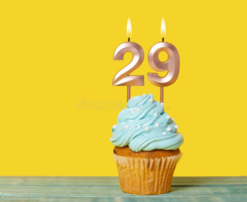 Birthday Cake with Candle Number 29 Stock Photo - Image of burning ...