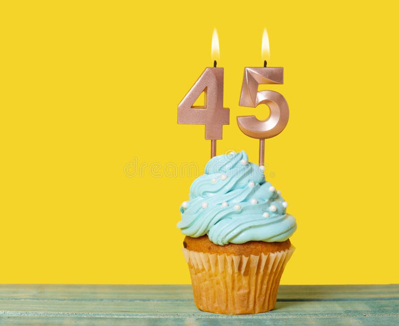 Birthday Cake with Candle Number 45 Stock Image - Image of board ...